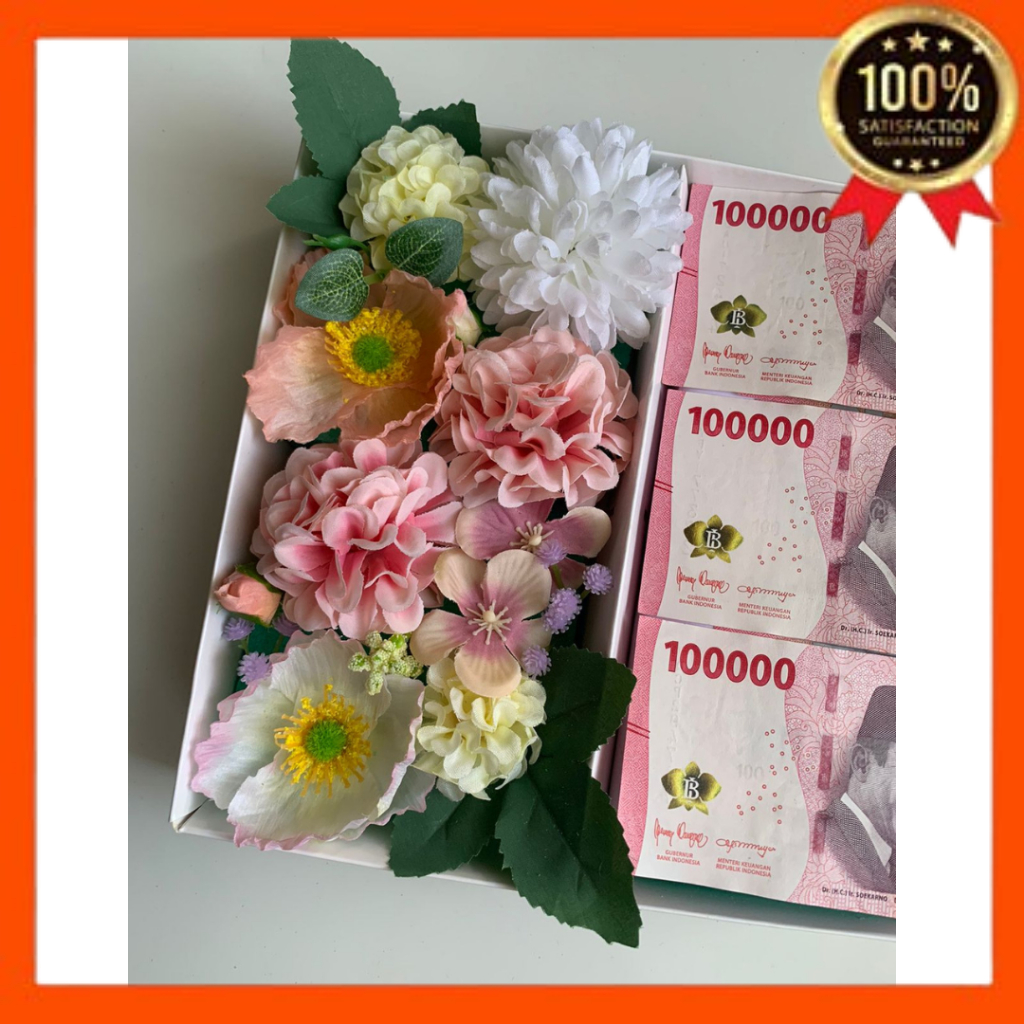 Jual Box Buket Uang Asli Pecahan 100ribu (1jt, 1.5jt, 2jt, 2.5jt, 3jt ...
