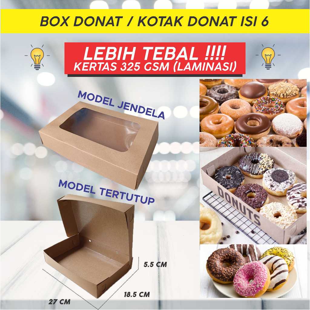 Jual DUS BOX DONAT ISI 6 / KUE / ROTI / BROWNIES / DONUT / BOMBOLONI / MARTABAK | Shopee Indonesia