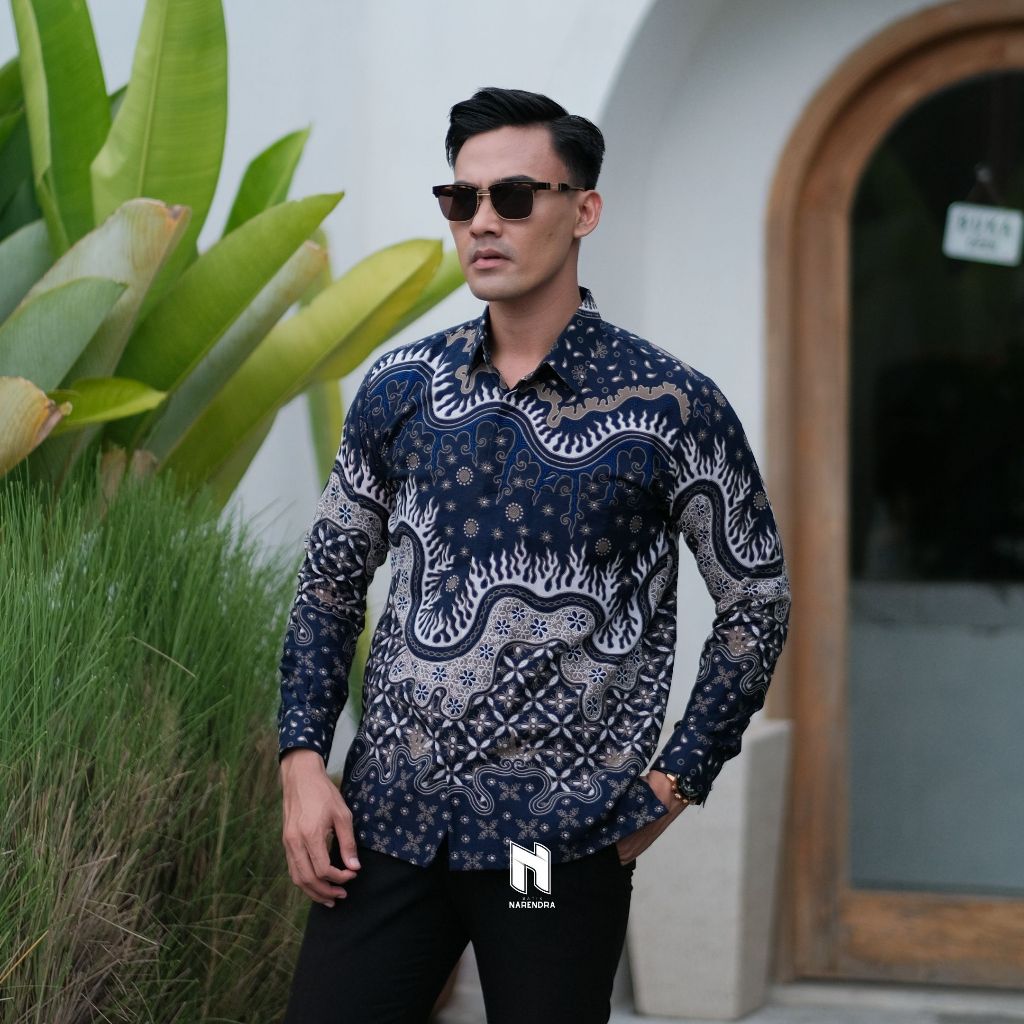 Jual Batik Narendra | Kemeja Batik Pria Alusan Modern Anak Muda Reguler Lengan Panjang Motif ...
