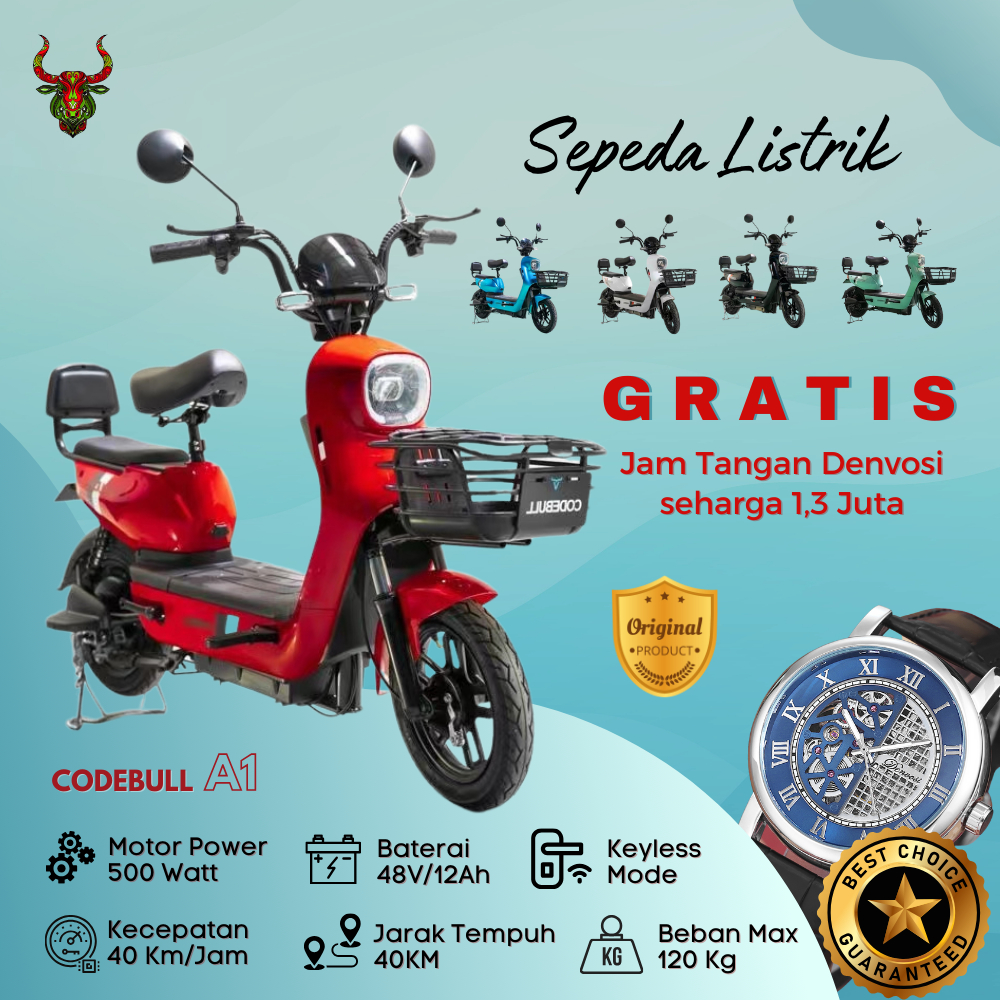 Jual CODEBULL A1 Sepeda Listrik City Original 500 Watt Sepeda Motor 48 ...