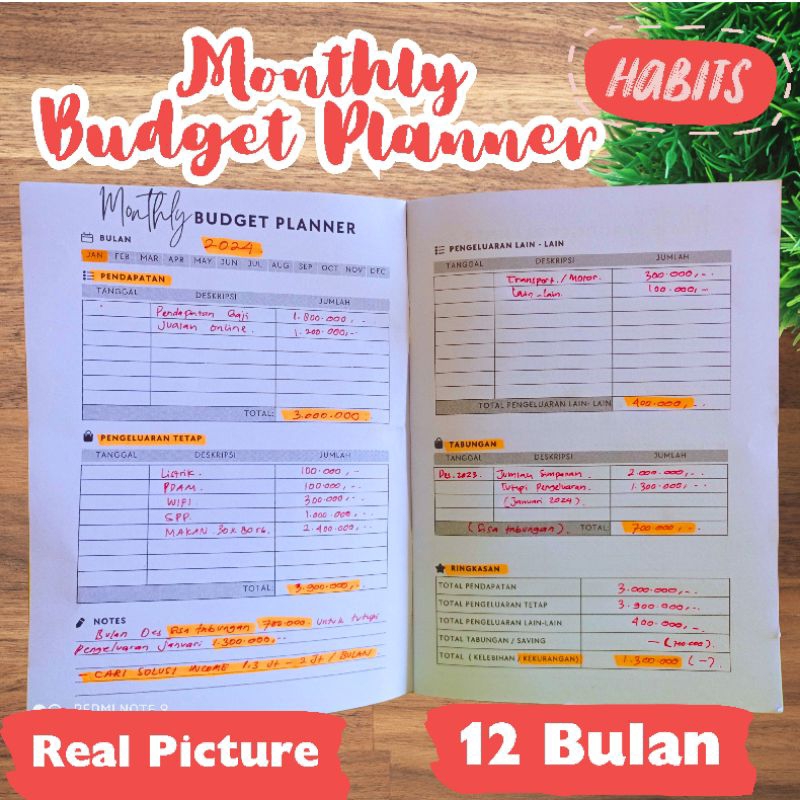 Jual Planner Book Monthly Budget Tracker / Buku Rencana Keuangan ...