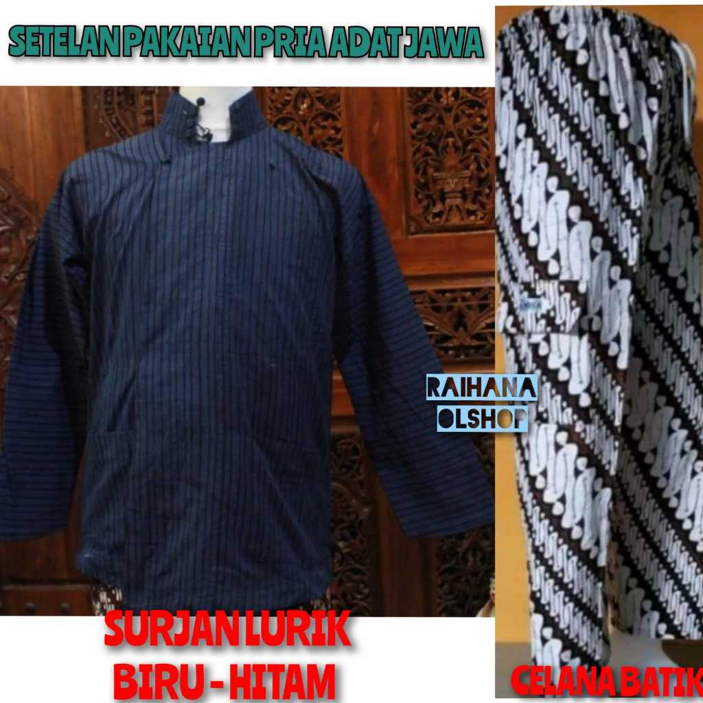 Jual SEPAKET BAJU ADAT JAWA PRIA | SURJAN LURIK BIRU HITAM + CELANA BATIK | PAKAIAN NASIONAL ...