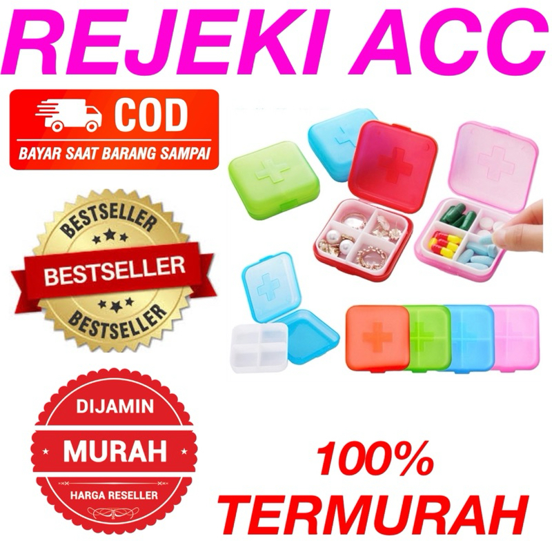Jual Kotak Obat Mini 4 Sekat / Medicine Box Portable 4 Grid / Wadah ...