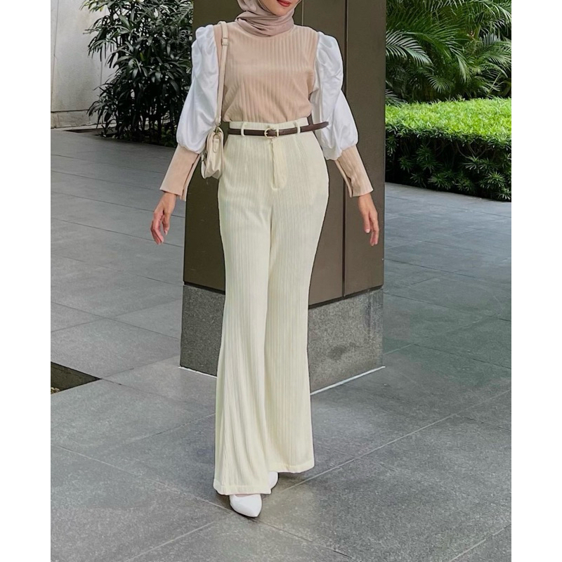 Jual CELANA CUTBRAY KNIT WANITA Higwaist Knit Cutbray Wanita Premium ...