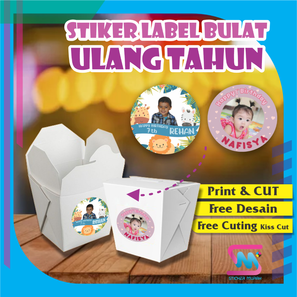 Jual Stiker Murah Bandung Cetak Cutting Sticker Ulang Tahun Bulat ...