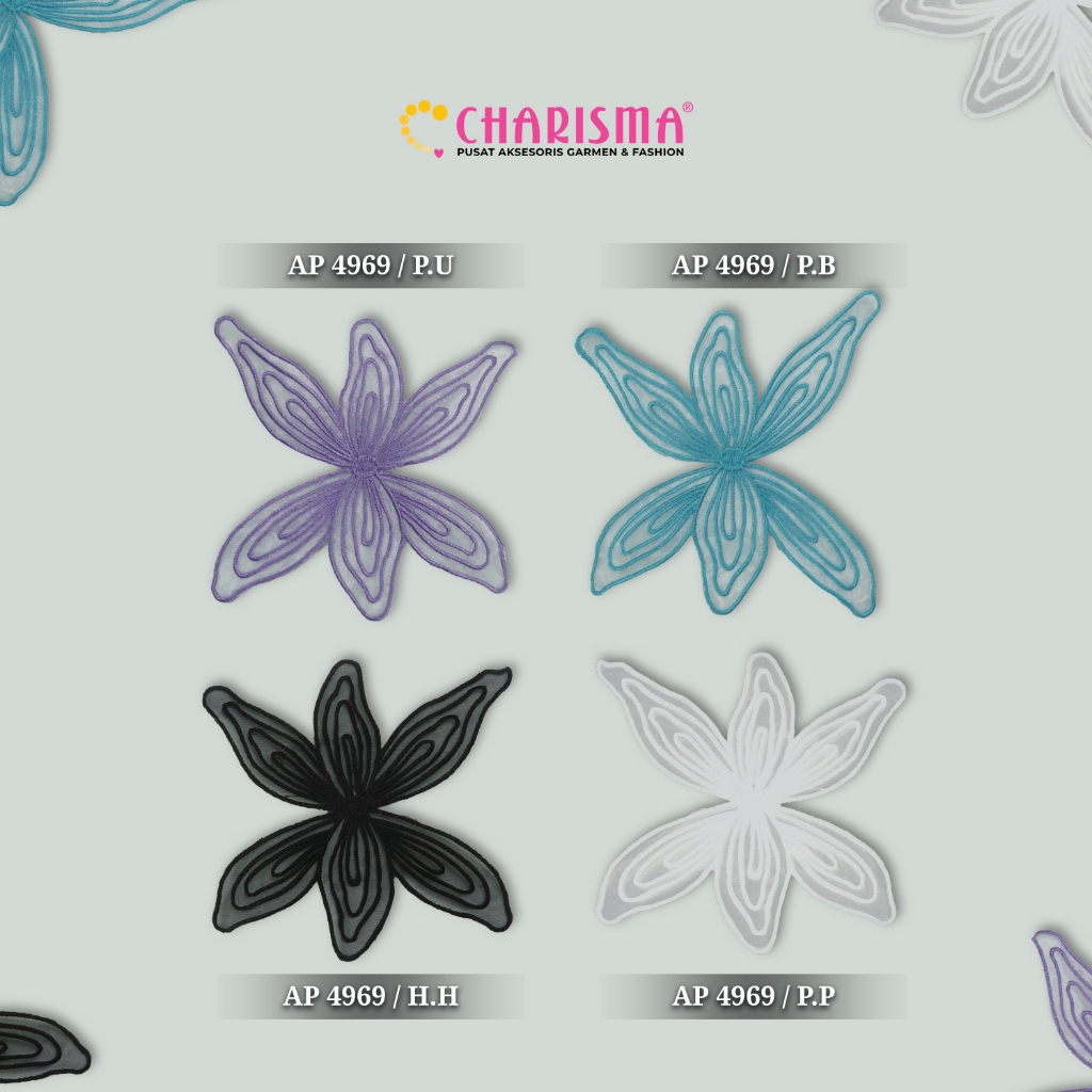 Jual Charisma Aplikasi Bunga Organza 15*15 cm - Bordir Bunga / Bordir Dada / Patch Bordir ...