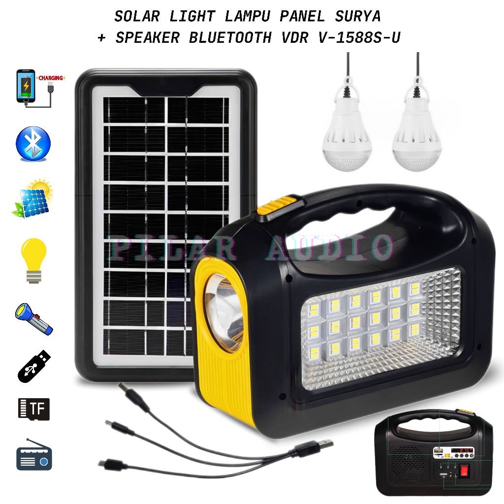 Jual Solar Light Lampu Panel Surya + Speaker Bluetooth Radio Full Bass ...