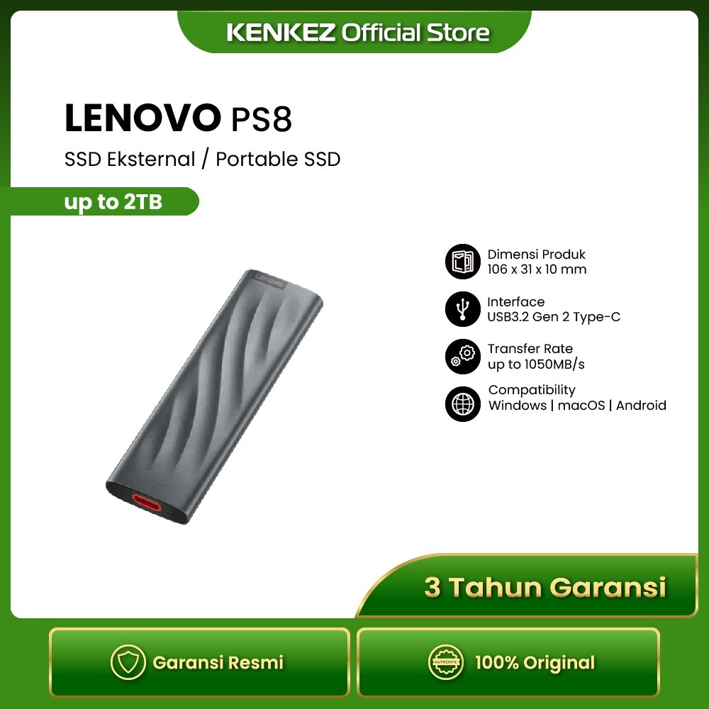 Jual Lenovo PS8 Portable SSD / SSD Eksternal USB3.2 Type-C | Shopee Indonesia