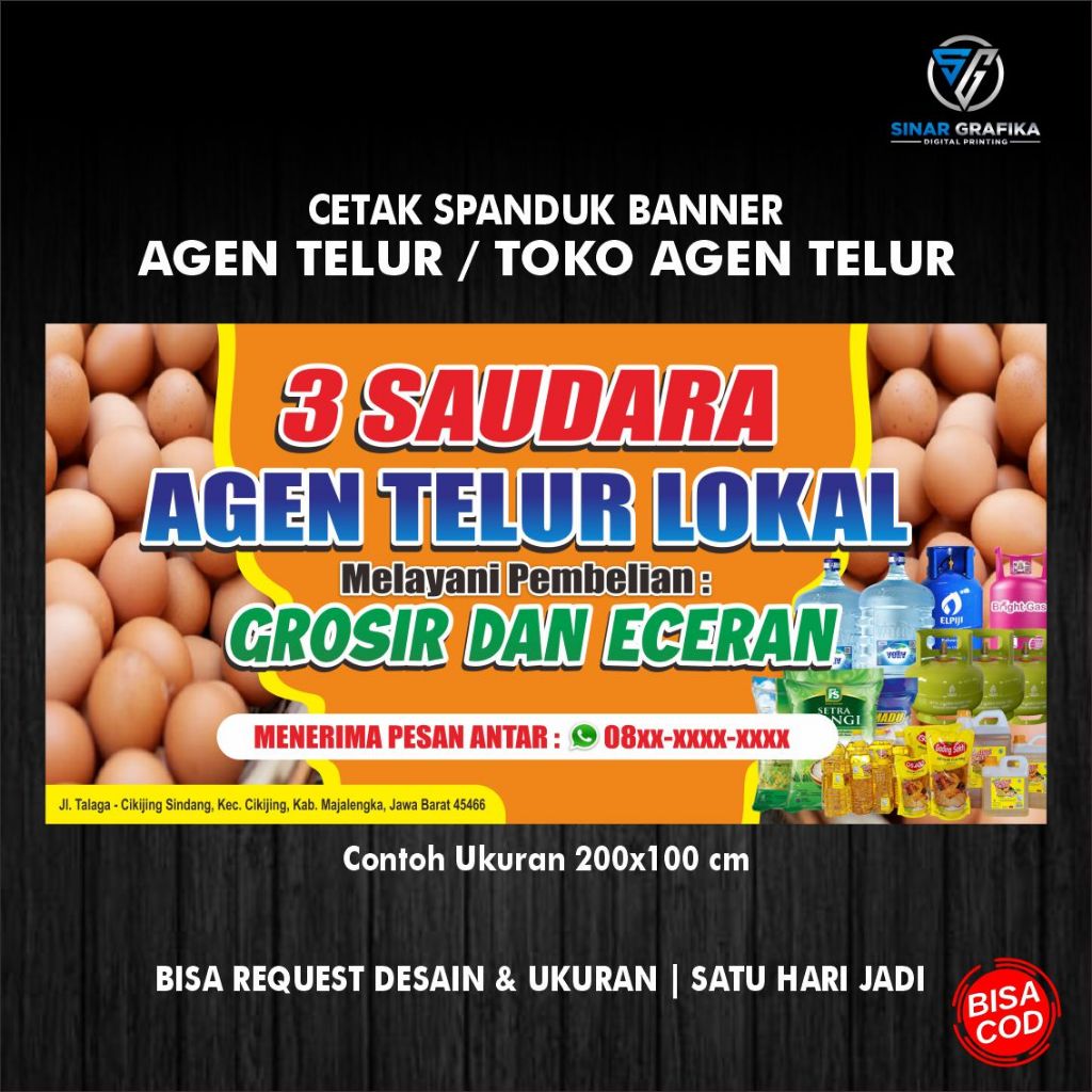 Jual Spanduk Agen Telur/ Banner Sembako Agen Telur / Desain Custom ...