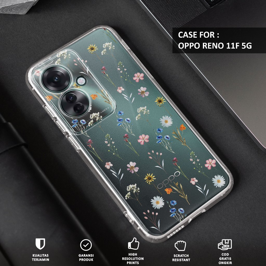 Jual CASE OPPO RENO11 F 5G - Motif BUNGA FLOWER - Clear Case Softcase ...