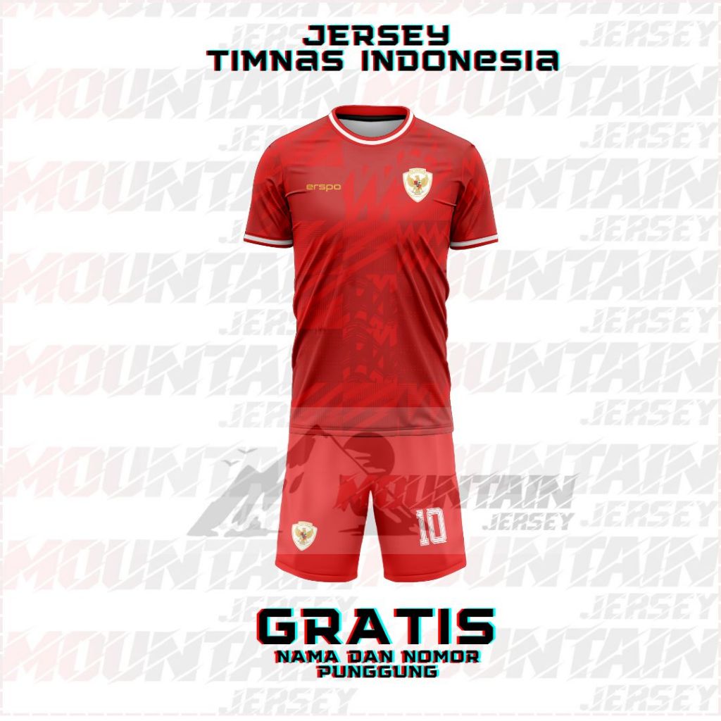 Jual JERSEY TIMNAS INDONESIA 2024-2025 FULL PRINTING GRATIS NAMA DAN NO PUNGGUNG | Shopee Indonesia