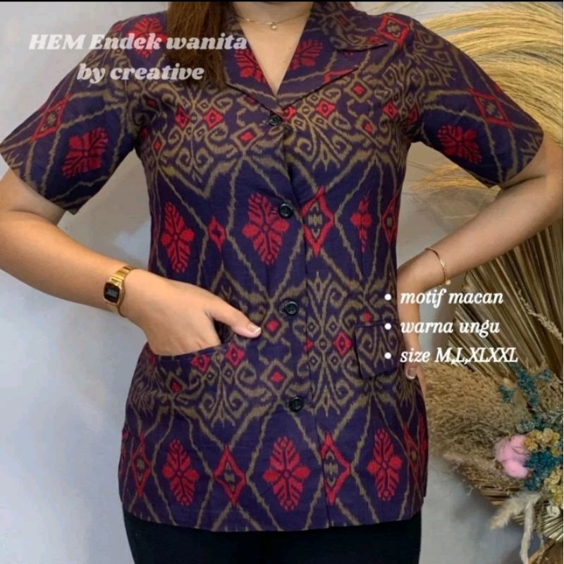 Jual BAJU HEM/KEMEJA CEWEK MOTIF ENDEK | Shopee Indonesia