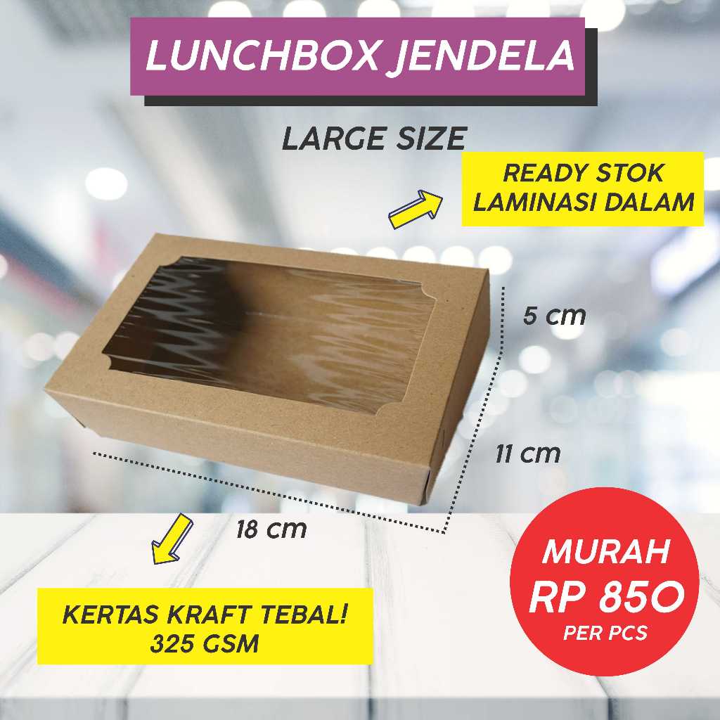 Jual LUNCH BOX PAPER JENDELA WINDOW BOX TAKEAWAY KOTAK NASI LARGE ...