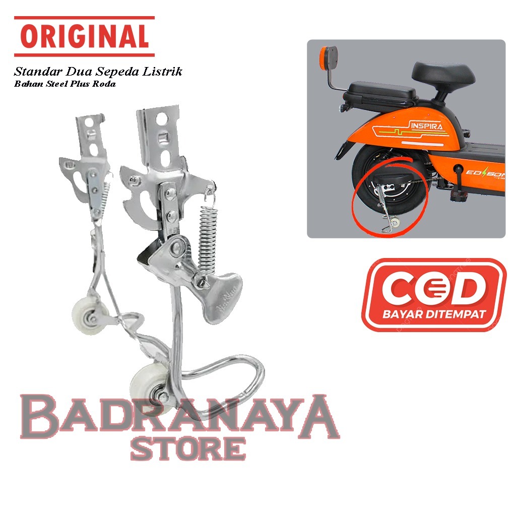 Jual Standar Dua Sepeda Listrik Plus Roda Uk. 14 inch Double Stand Jagang Berdiri Tengah ...