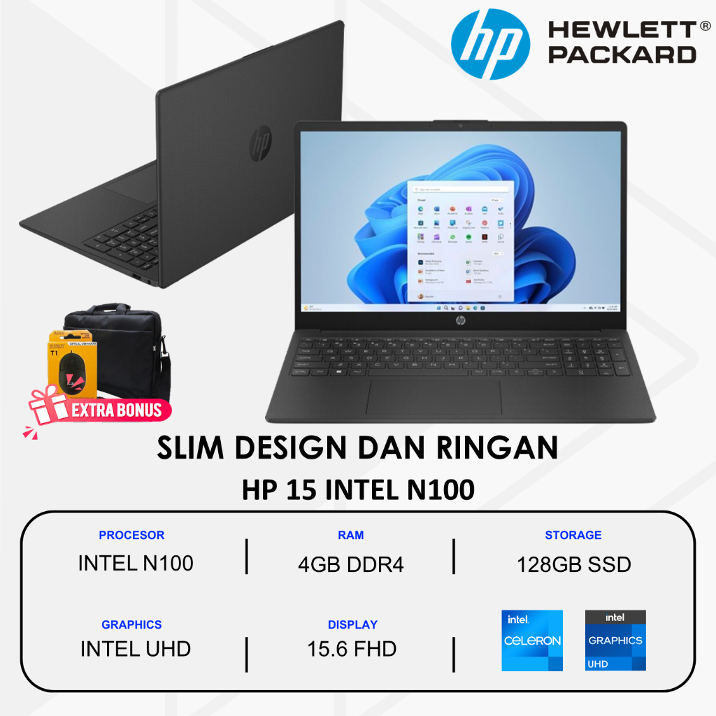 Jual Laptop Murah Hp 15 Intel N100 Ram 8GB 128GB Ssd 15.6 Inch UHD ...