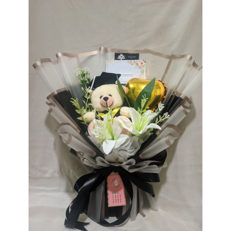 Jual BUKET BUNGA WISUDA MIX BALON frame transparan buket murah BACA ...