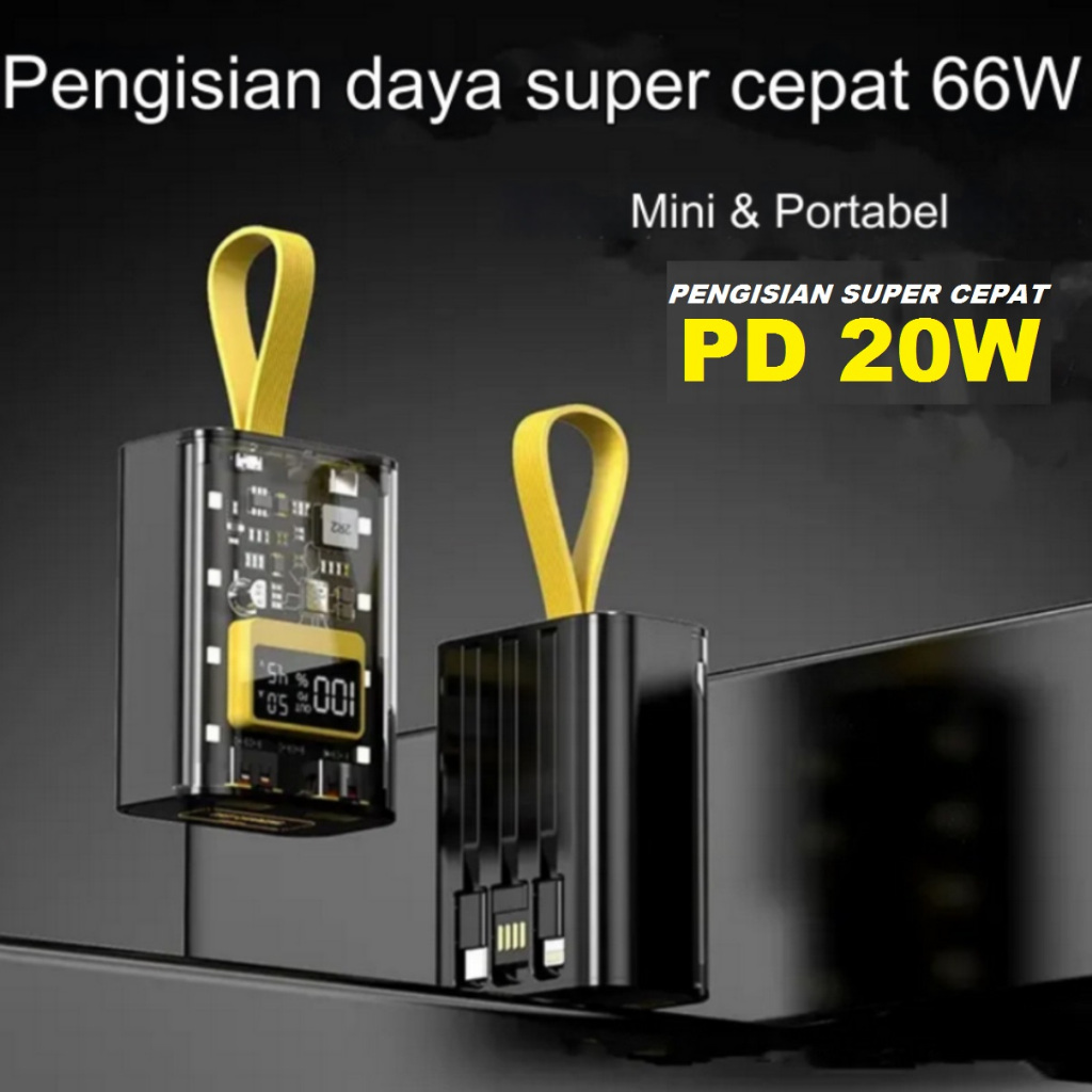 Jual Power Bank Box 66W PD20W super fast charging 3 kabel type C / USB ...