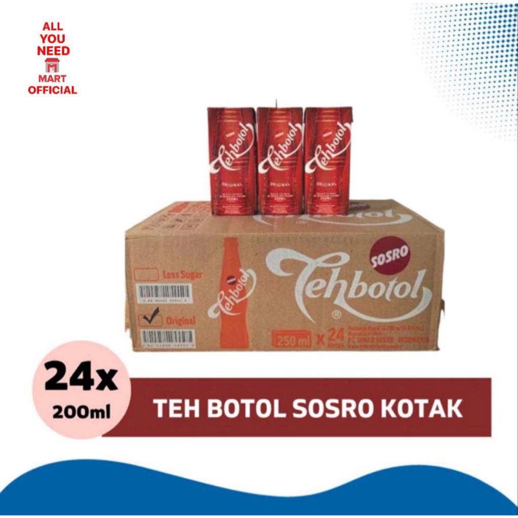 Jual TEH BOTOL KOTAK SOSRO 200ML (MINIMUM 6PCS) EXP FEB 2025 | Shopee ...