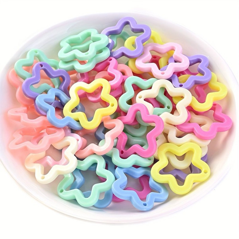Jual (10pcs - 20pcs) mote manik bunga besar chain colorfull acrylic ...