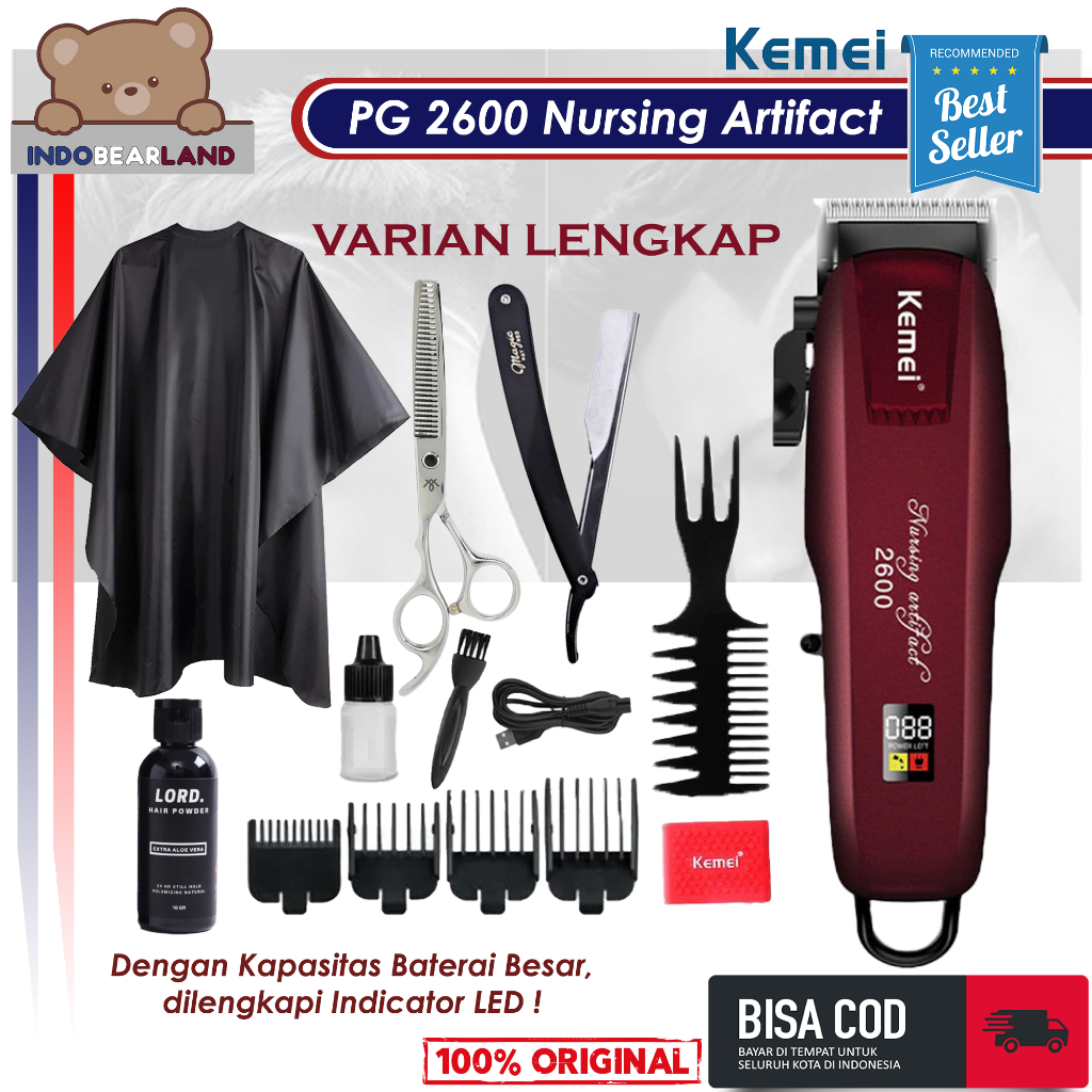 Jual Professional Barbers Hair Trimmer Taper Cordless Kemei LCD Display ...