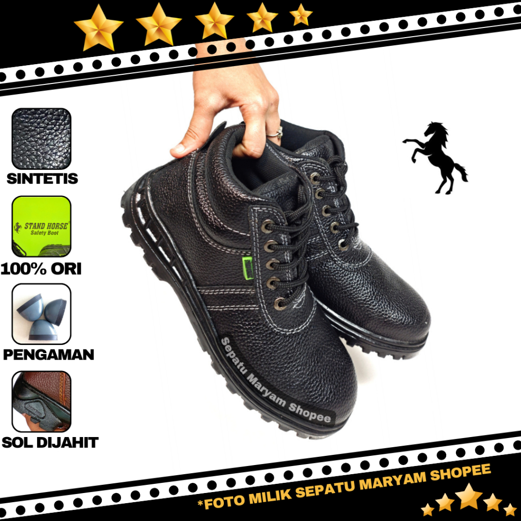 Jual Sepatu Safety Pria Boots Tali Ujung Besi Sepatu Kitchen Sefty ...