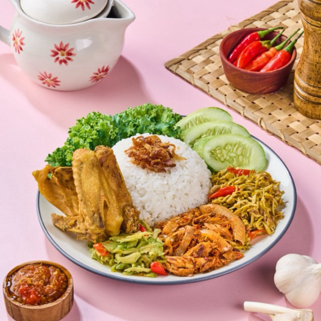 Jual Paket nasi komplit/cakalang komplit/ayam komplit/malbi komplit/telur dadar komplit/peda ...