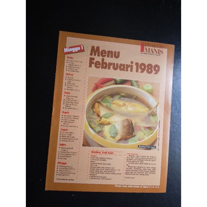 Jual Booklet RESEP MASAKAN SISIPAN BONUS DARI MAJALAH LAWAS ORIGINAL ...