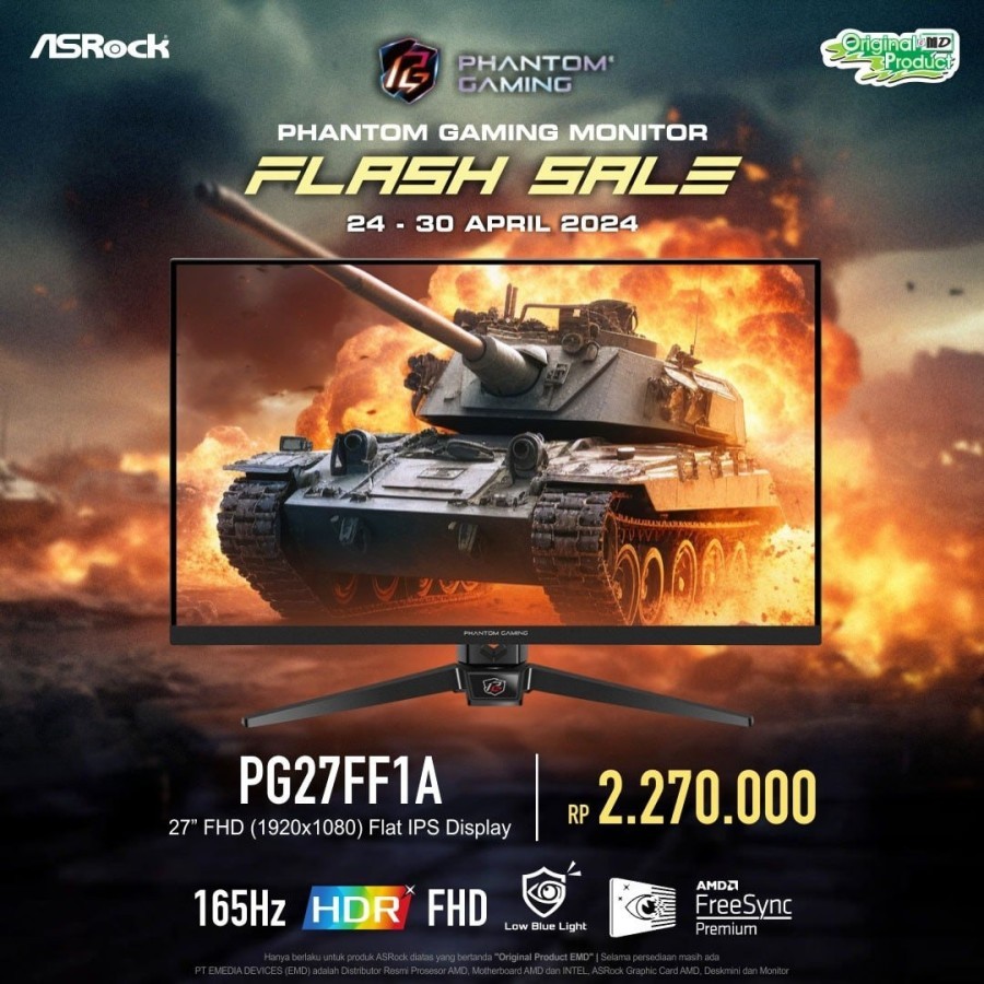 Jual ASROCK PG27FF1A 27 Inch Gaming Monitor - FHD IPS 165Hz 1ms ...