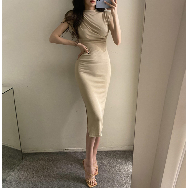 Jual Cohan DR255 Gaun Panjang Pesta Tanpa Lengan Polos Bodycon Long ...