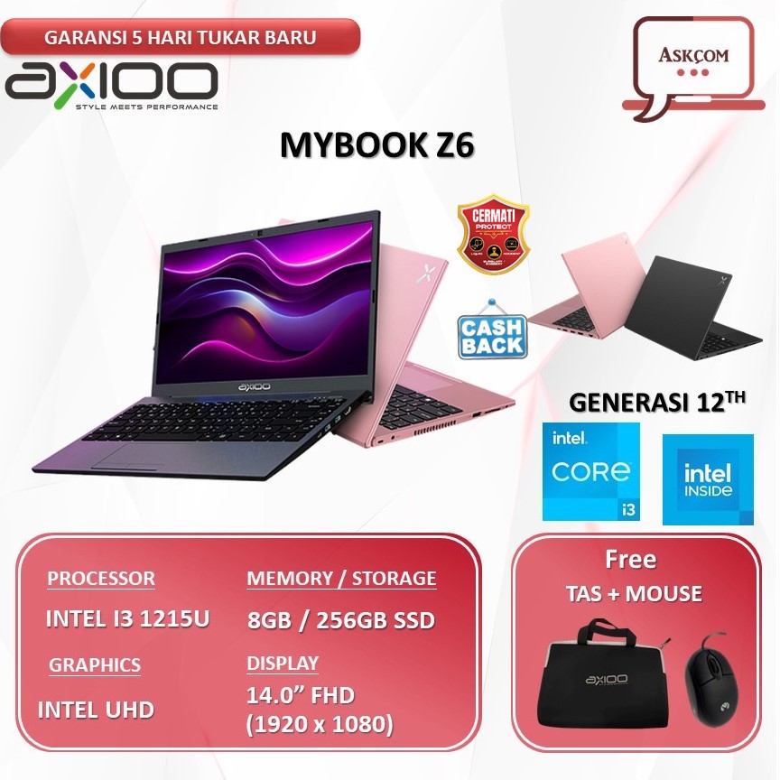 Jual Laptop Axioo MyBook Z6 I3 1215U 6CORE RAM 8GB 512GB SSD 14.0FHD IPS W11PRO | Shopee Indonesia