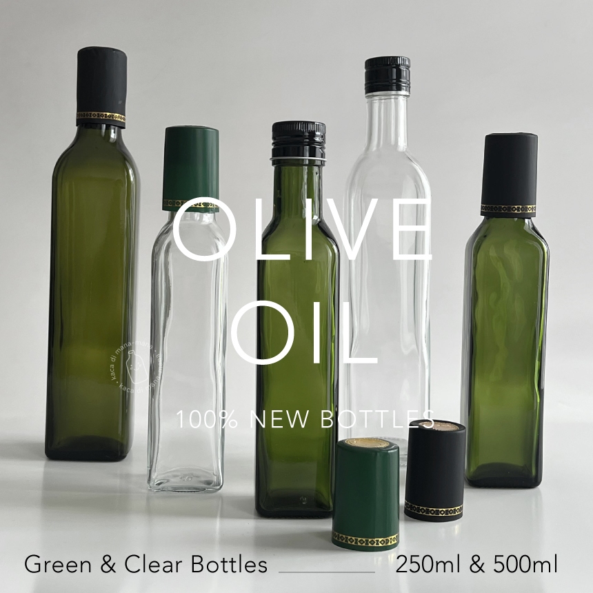 Jual Botol kaca olive oil - Botol minyak - pourer ROPP cap - clear ...