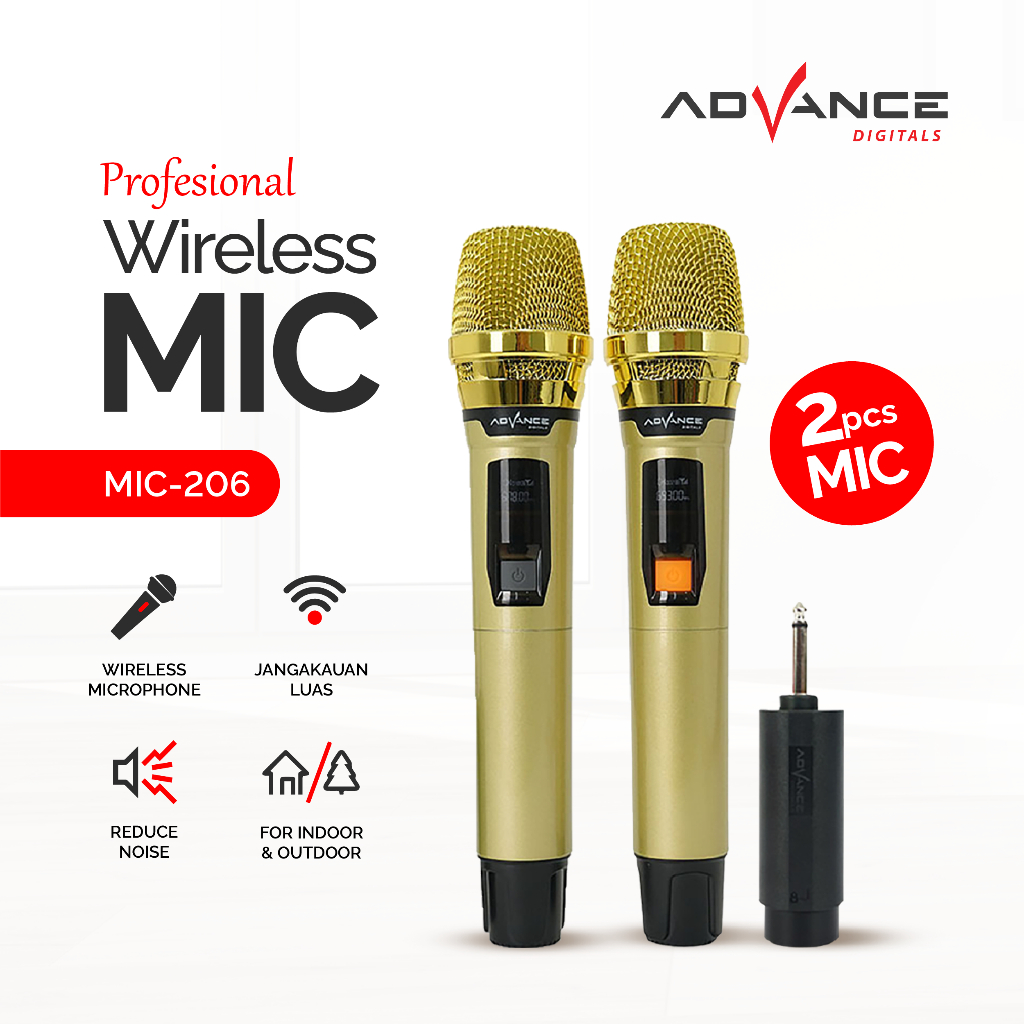 Jual Advance MIC-206 Double Digital Mic Wireless Microphone Metalic ...
