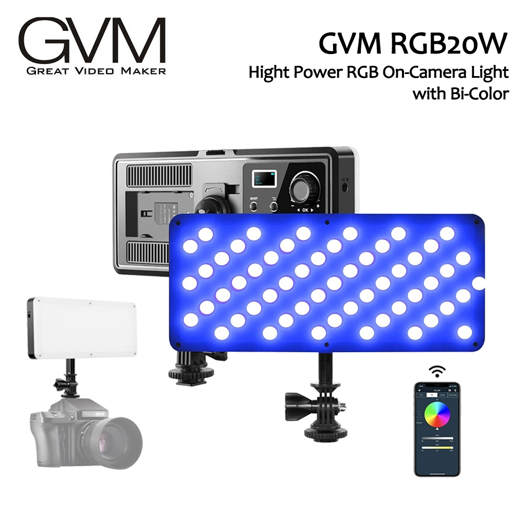 Jual GVM RGB20W High Power RGB On-camera LED Video Light with Bi-Color ...
