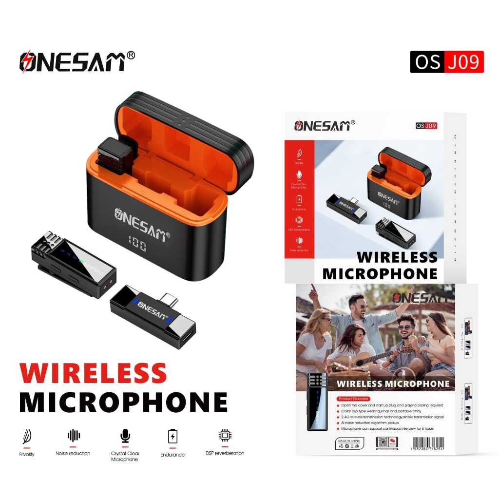 Jual ONESAM J09 WIRELESS MICROPHONE CLIP ON 2 MIKROFON WIRELESS ...