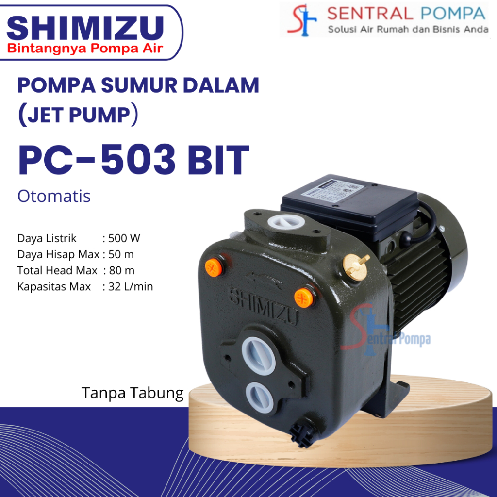 Jual Shimizu PC-503 BIT non tabung Pompa Air Jet Pump 500 watt otomatis PC 503 tanpa tangki ...