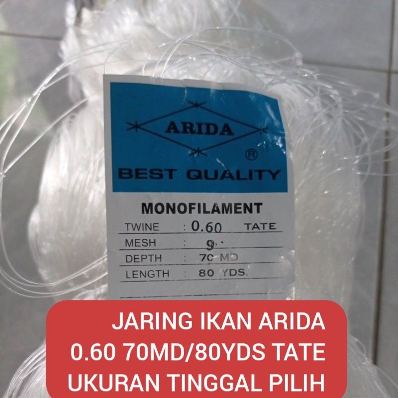 Jual jaring ikan ARIDA 0.60 INCH 70md/80yds TATE ukuran 4 inch-9 inch ...