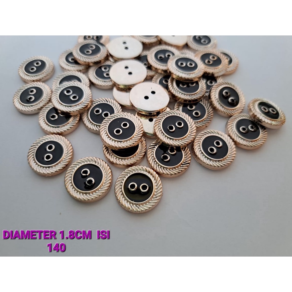 Jual ART D1H 144 pcs Kc kancing datar motif garis hitam gold ukuran 15 ...