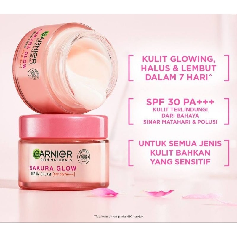 Jual Garnier Sakura Glow Serum Day Cream SPF30/PA+++ Skin Care ~ 50 ml ...