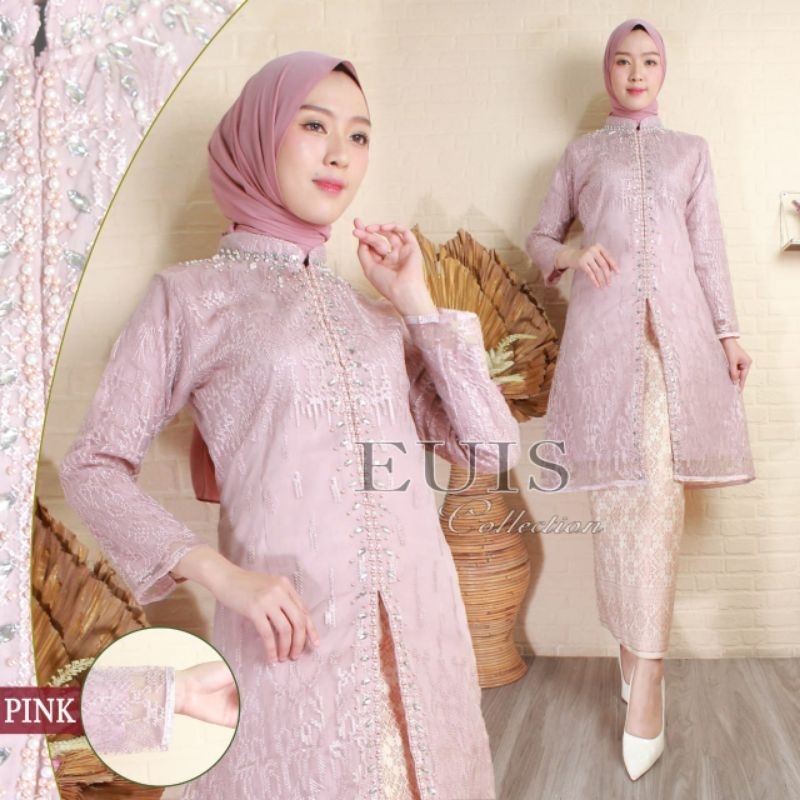 Jual kebaya pesta wisuda tile organza payet sanghay rok songket ...