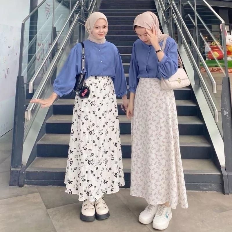 Jual [FSM] FLORAL SKIRT ROK FLORA SKIRT ROK MOTIF BUNGA PATTERN KOREAN ...
