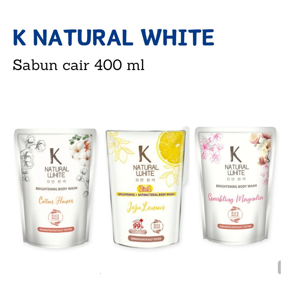 Jual K NATURAL WHITE SABUN MANDI 400 ML BODYWASH 400ML CAIR REFILL ...