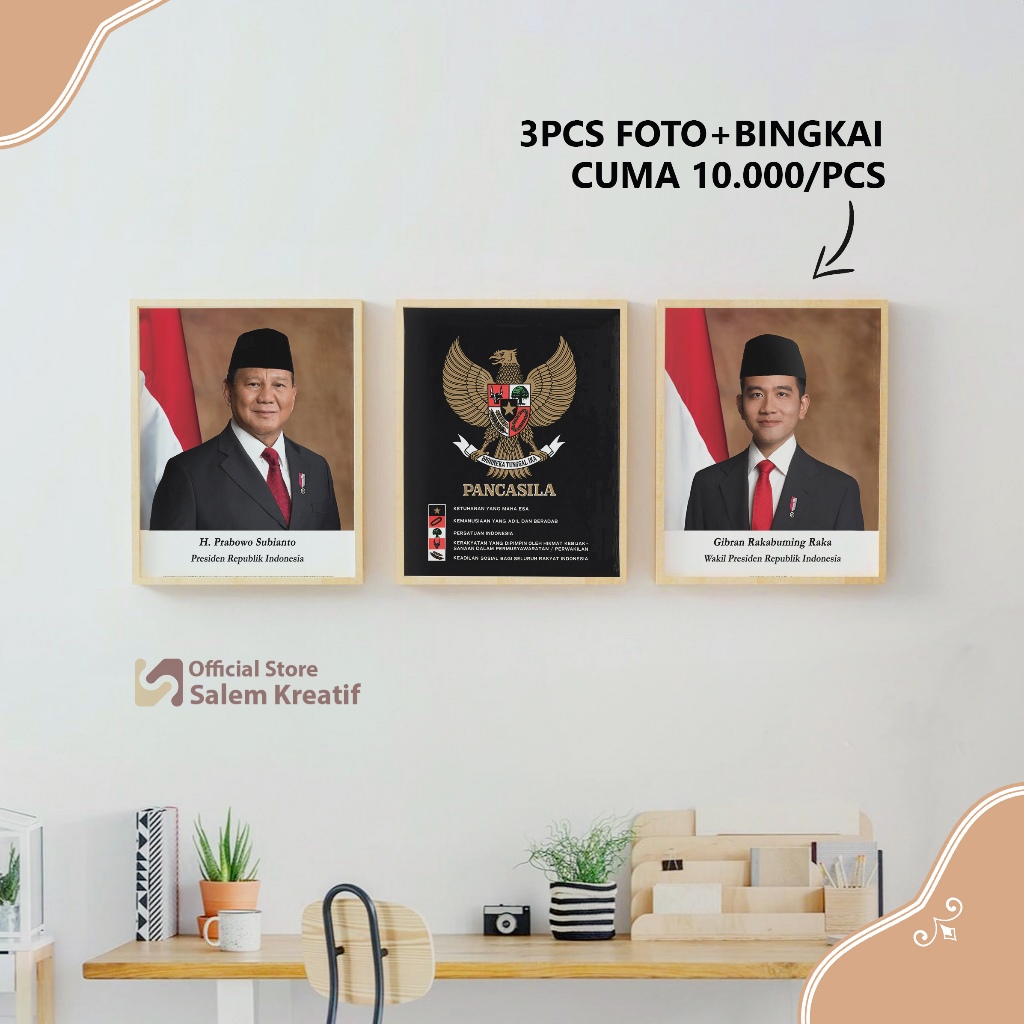 Jual Bingkai Poster A4 Paket Bingkai Cetak Foto Presiden Dan Wakil Presiden 2024 2029 Ukuran 8R ...