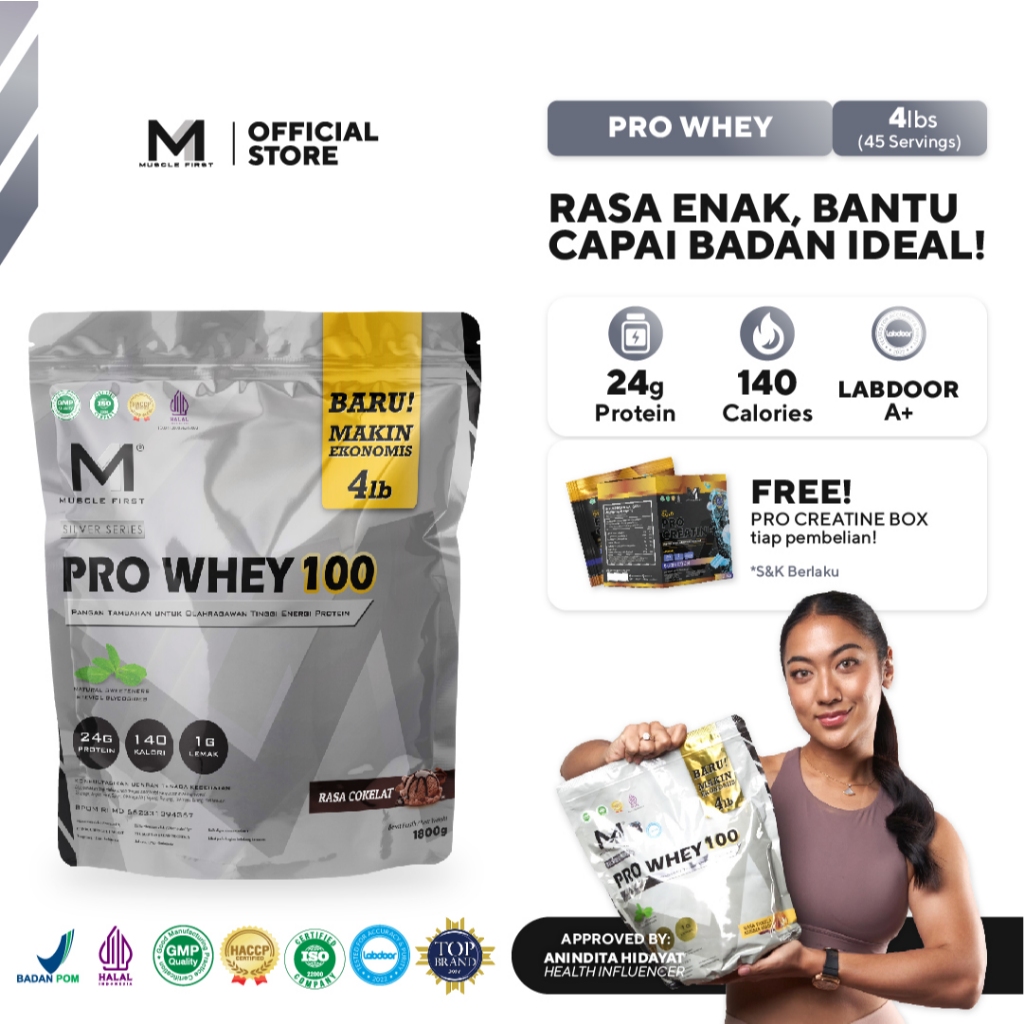 Jual MUSCLE FIRST Pro Whey 100 4lbs/1800gr - Whey Protein Suplemen ...