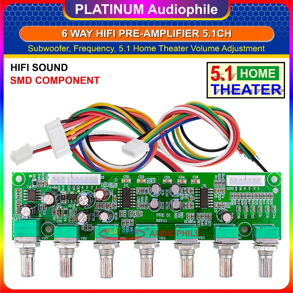 Jual Tone Control 5.1CH Stereo Pre Amplifier 5.1CH for Home Theater TC ...