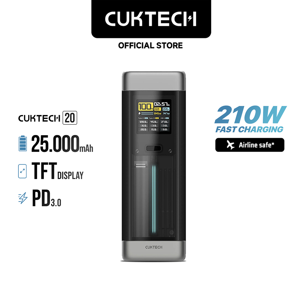 Jual Cuktech 20 Power Bank 25000mAh 210W USB Type-C Fast Charging ...