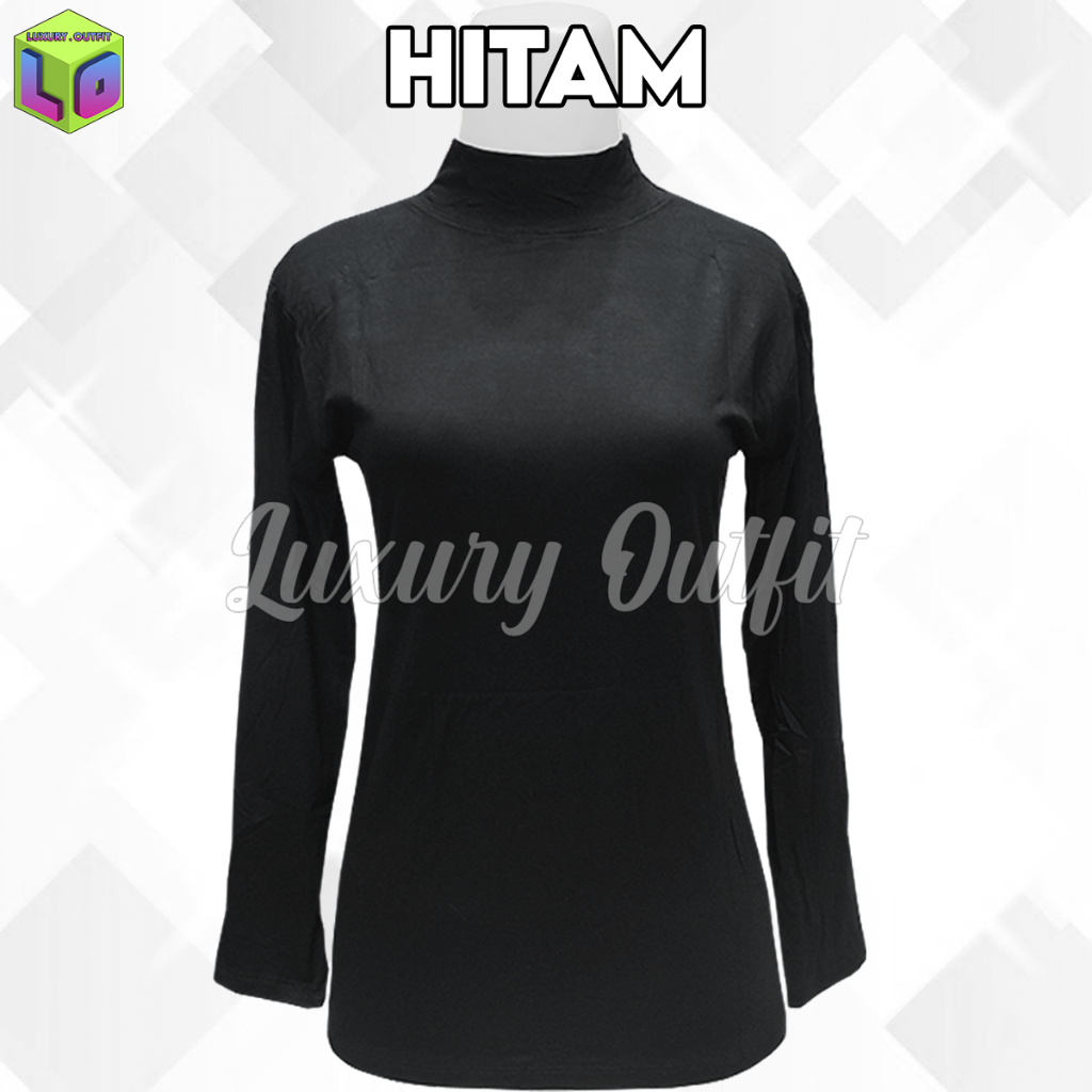 Jual Baju Manset Lengan Panjang Wanita Kerah Sanghai Turtle Neck Polos ...