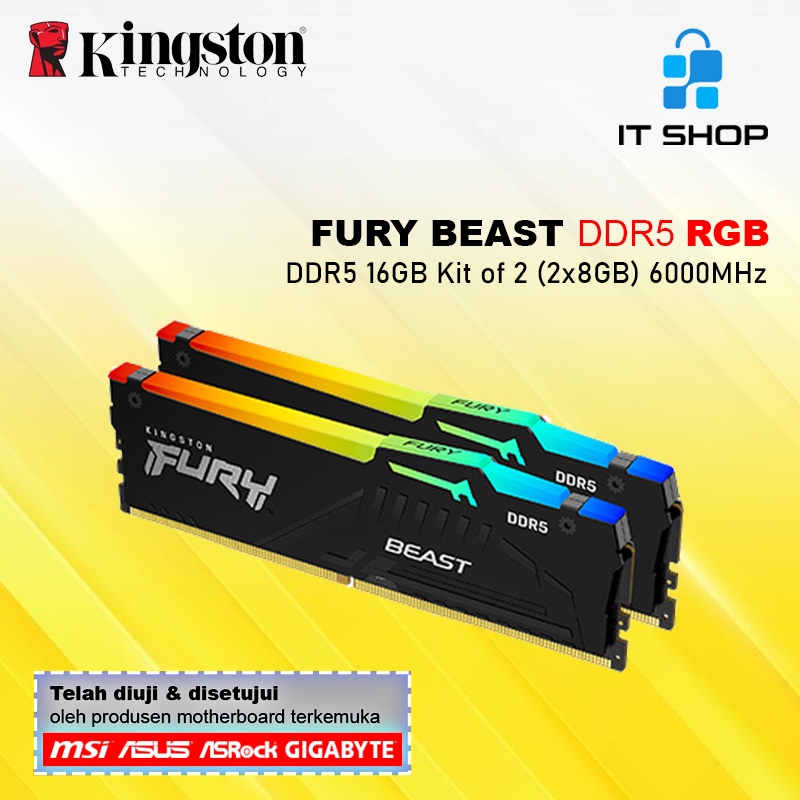 Jual Kingston FURY Beast 16GB (2x8GB) RGB DDR5 - 6000MHz | Shopee Indonesia