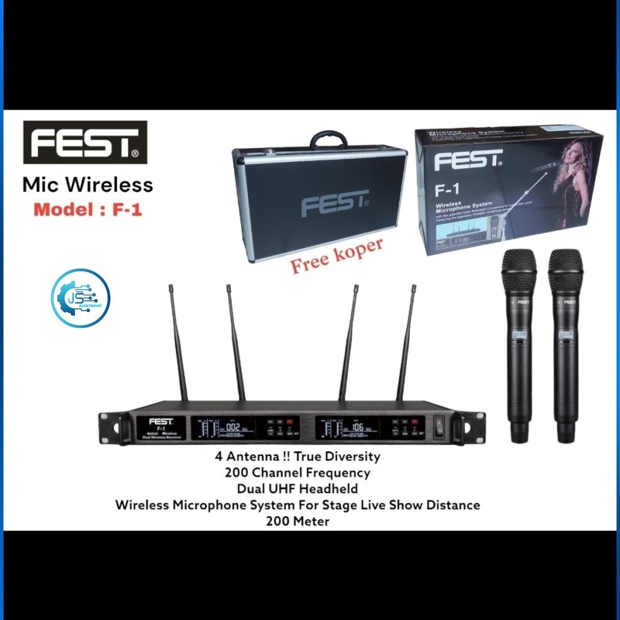 Jual Mic wireless fest f1 f 1 handheld microphone original | Shopee ...