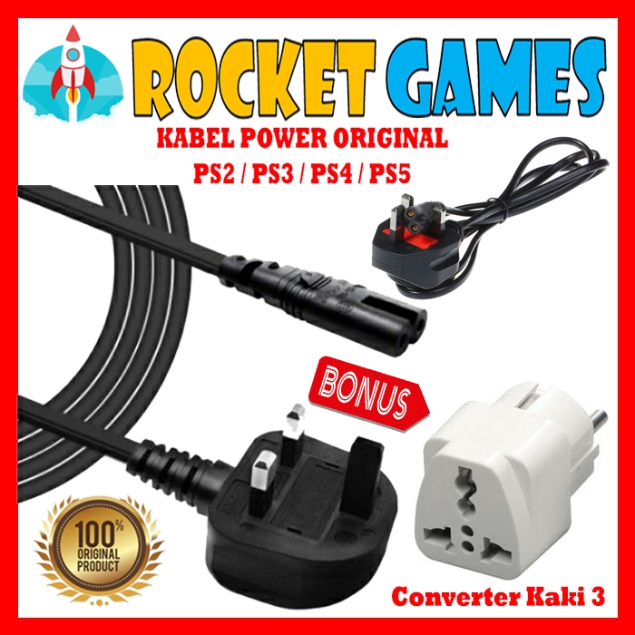 Jual Kabel Power PS4 Original Mesin / PS2 / PS3 / PS4 / KABEL POWER PS5 ...