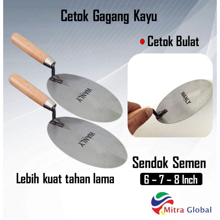 Jual Sendok Tembok Bulat 6 Inci Gagang Kayu l Sendok Semen / Cetok ...